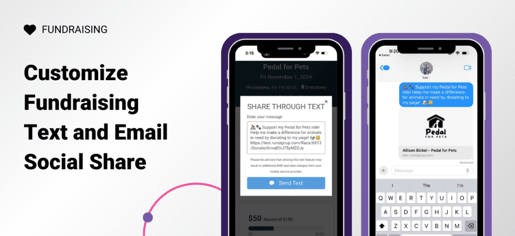 Customize Fundraising Text and Email Social Share - GiveSignup